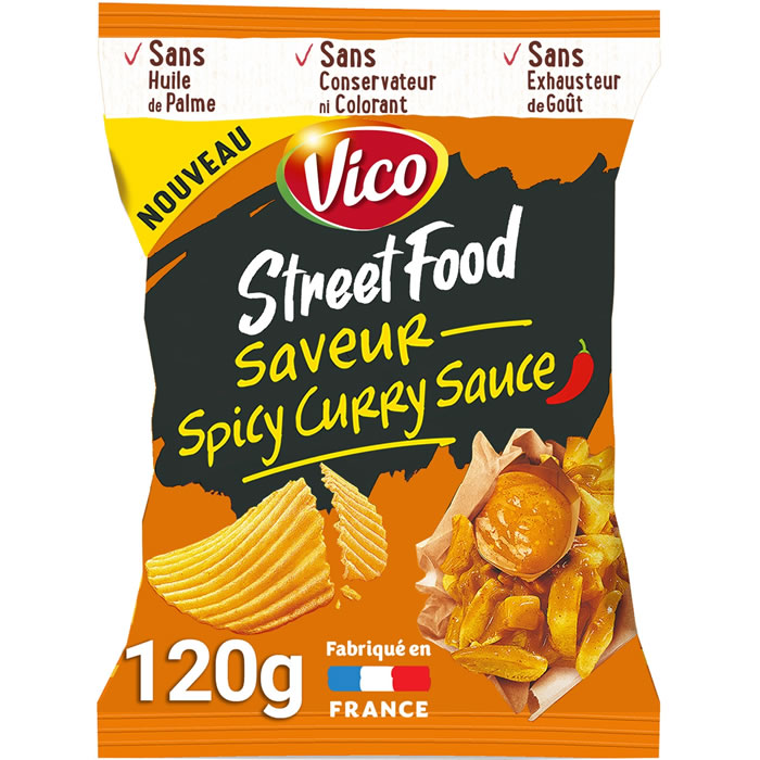 VICO : Street Food - Chips ondulées au curry épicé : 120 g | Livraison ...