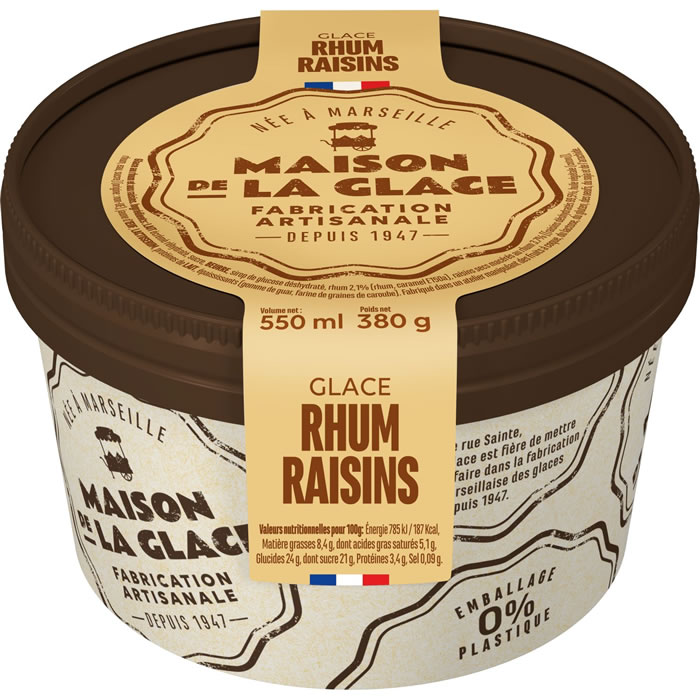 MAISON DE LA GLACE : Crème glacée au raisin et rhum : 380 g | Livraison ...
