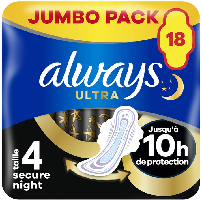 ALWAYS : Ultra Secure Night - Serviettes hygiéniques extra : 18 ...