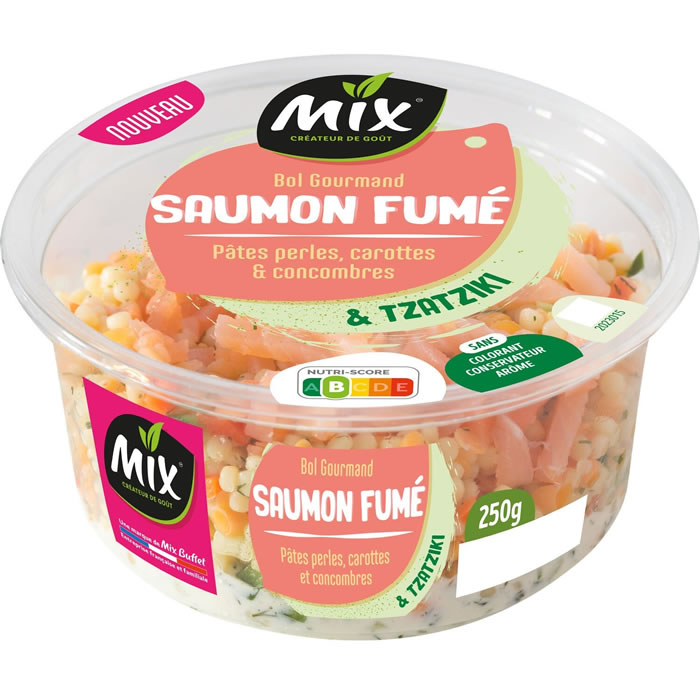 MIX BUFFET : Salade de pâtes au saumon fumé sauce tzatziki : 250 g ...