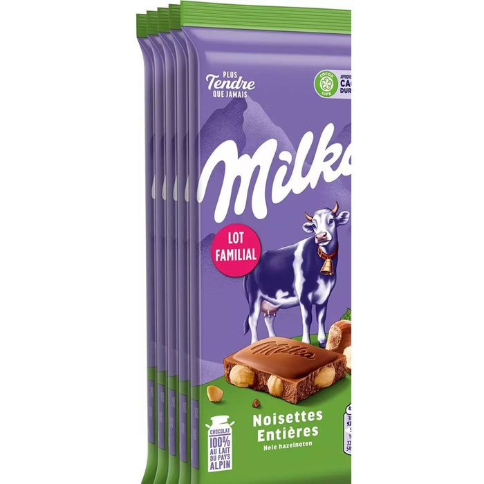MILKA : Tablette de chocolat au lait aux noisettes entières ...