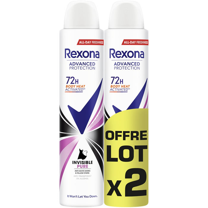 REXONA : Invisible Pure - Déodorant spray anti-transpirant 72h : 2 x ...