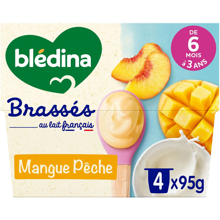 BLEDINA : Les Brassés - Dessert lacté à la mangue et pêche dès 6 mois