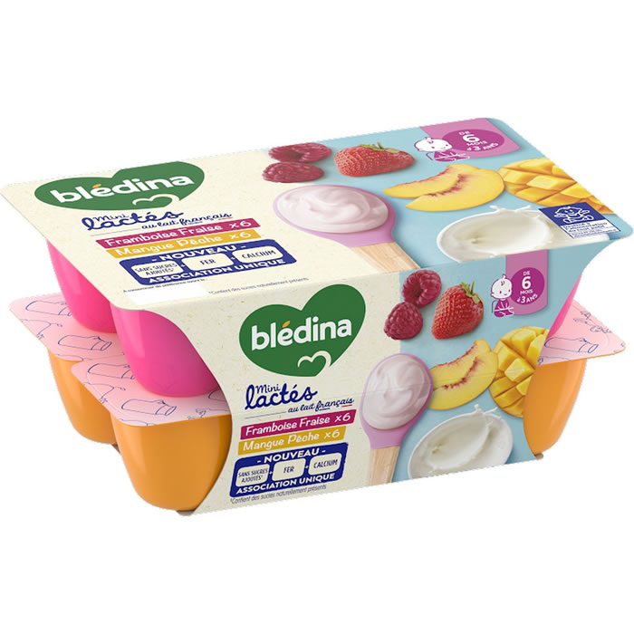 BLEDINA : Les Mini Lactés - Dessert lacté a la framboise dès 6 mois