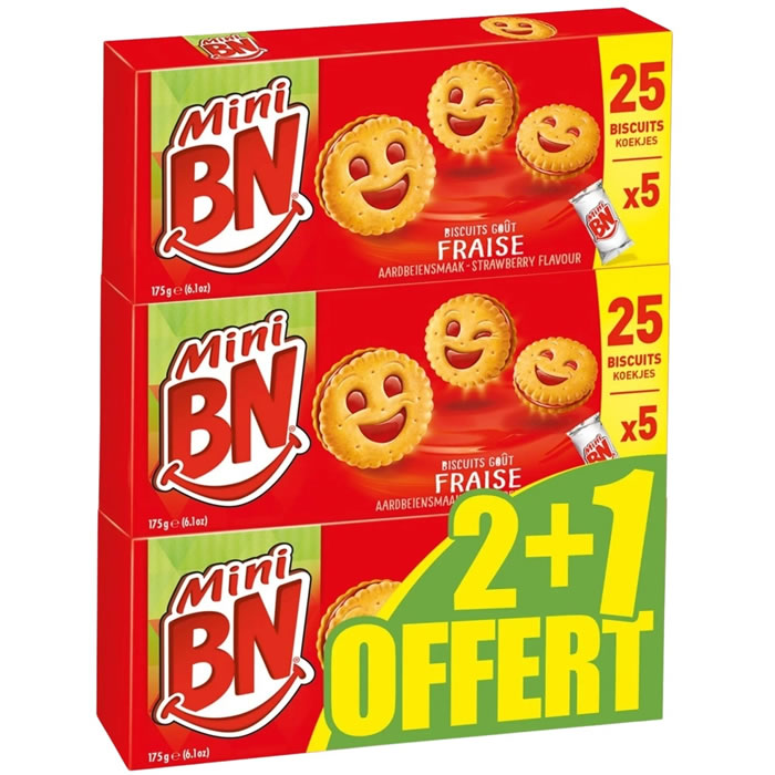 BN : Mini - Biscuits fourrés à la fraise : 3 x 175 g | Livraison à ...