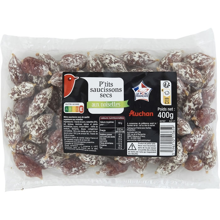 AUCHAN : Mini saucisson sec à la noisette : 400 g | Livraison à ...