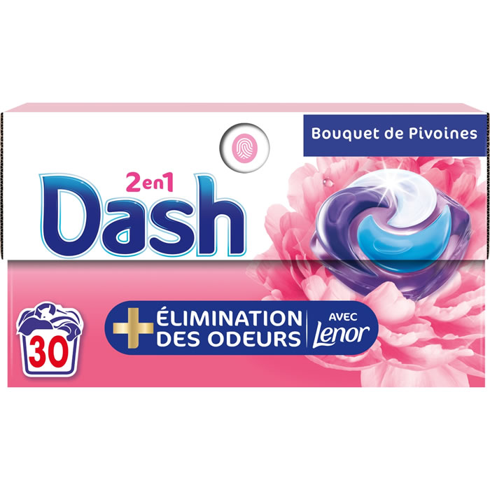DASH : Lessive capsules 2 en 1 bouquet de pivoines touche de Lenor : 30 ...