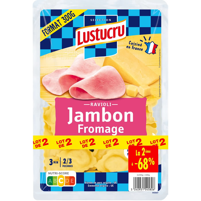 LUSTUCRU : Ravioli au jambon et emmental