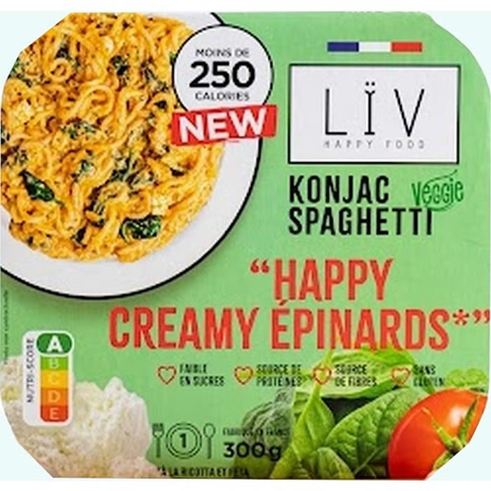 LÏV HAPPY FOOD : Spaghetti de konjac, épinards, ricotta et feta : 300 g ...