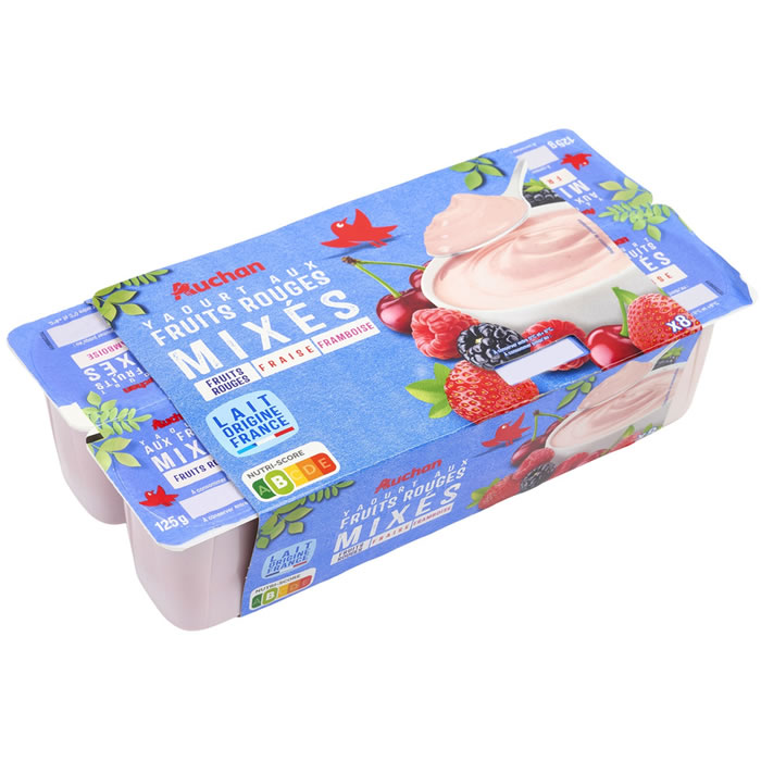 AUCHAN : Les Mixés - Yaourts brassés aux fruits rouges