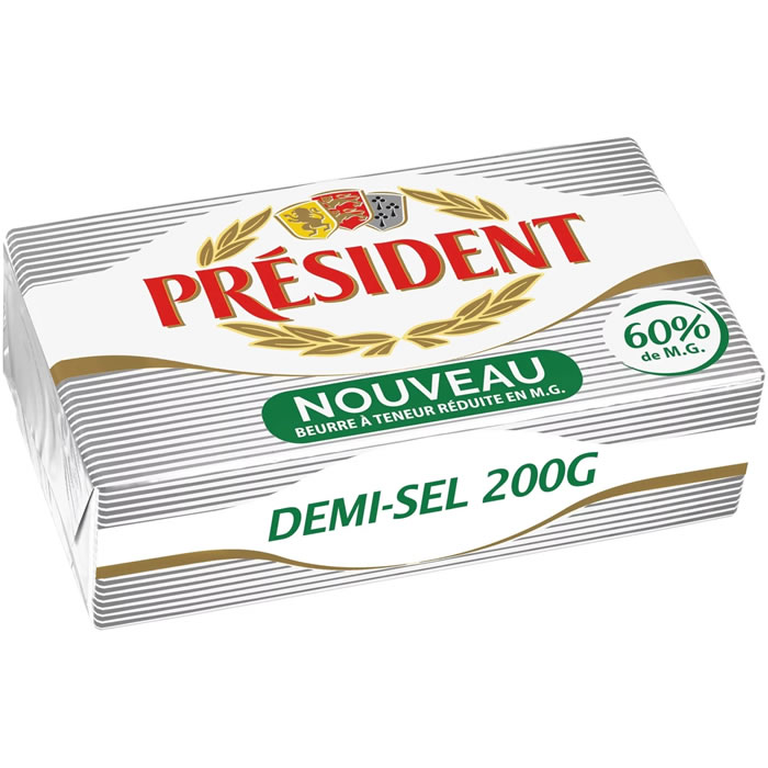 PRESIDENT : Beurre demi-sel allégé : 200 g | Livraison à domicile et ...