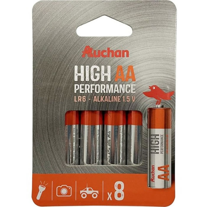 Auchan : Piles alcalines LR06 - type AA