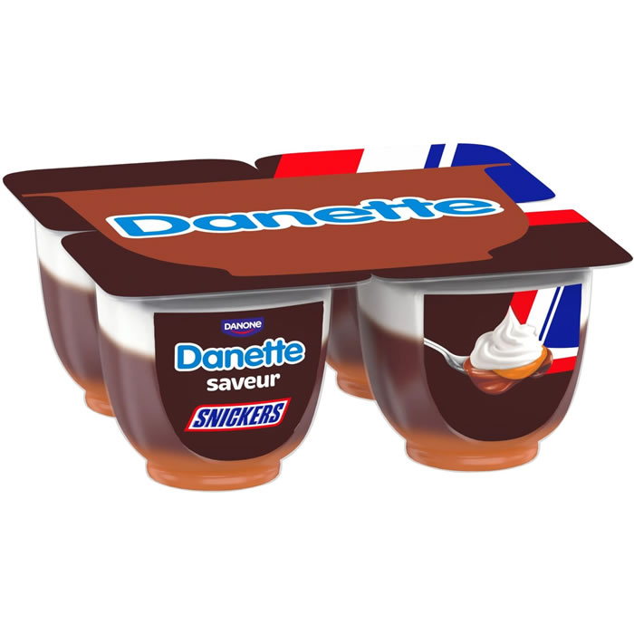 DANETTE : Snickers - Crème dessert au chocolat, caramel et cacahuètes ...