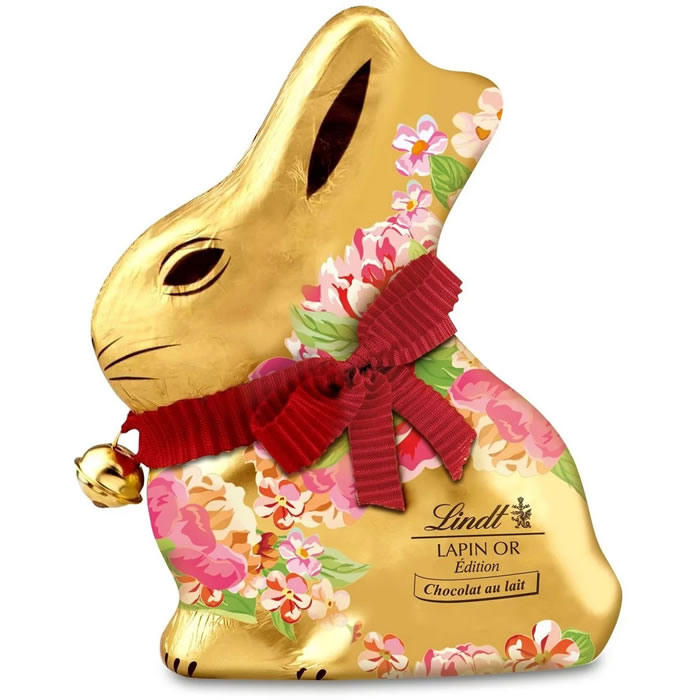 LINDT : Lapin Or Fleurs - Chocolat au lait moulage lapin : 100 g ...