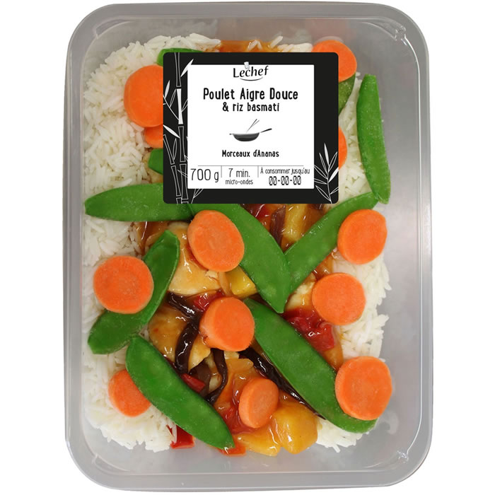 LE CHEF : Riz basmati, poulet, ananas sauce aigre douce micro-ondes