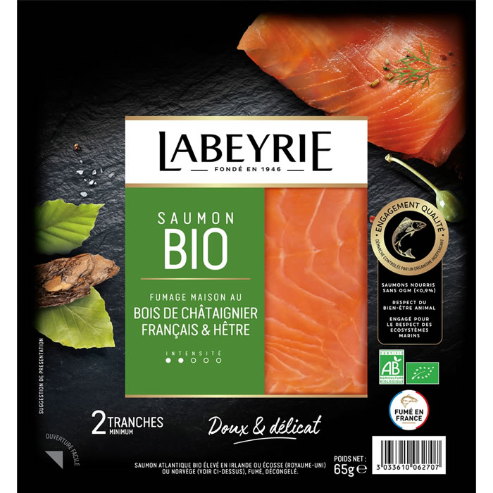 LABEYRIE : Saumon fumé d'Atlantique bio : 65 g | Livraison à domicile ...