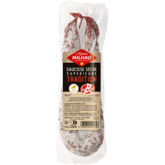 MAISON MILHAU : Saucisson sec - chronodrive : 250 g - Livraison à domicile et Drive | Chronodrive