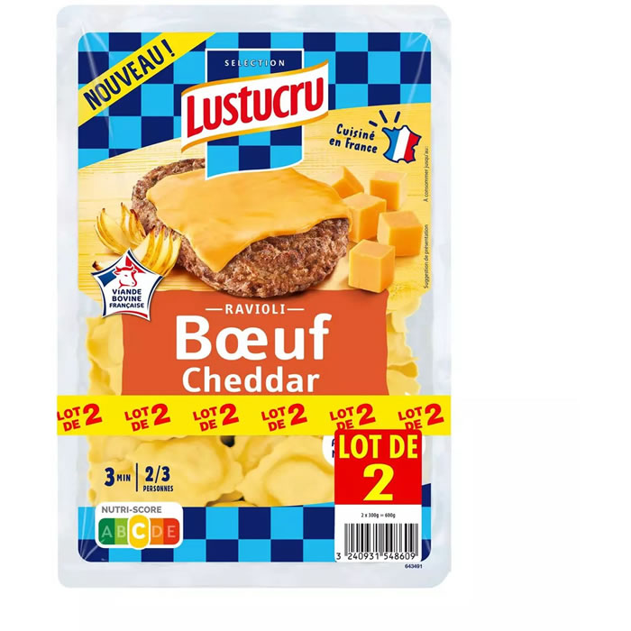 LUSTUCRU : Ravioli de boeuf, cheddar et oignons frits : 2 x 300 g ...