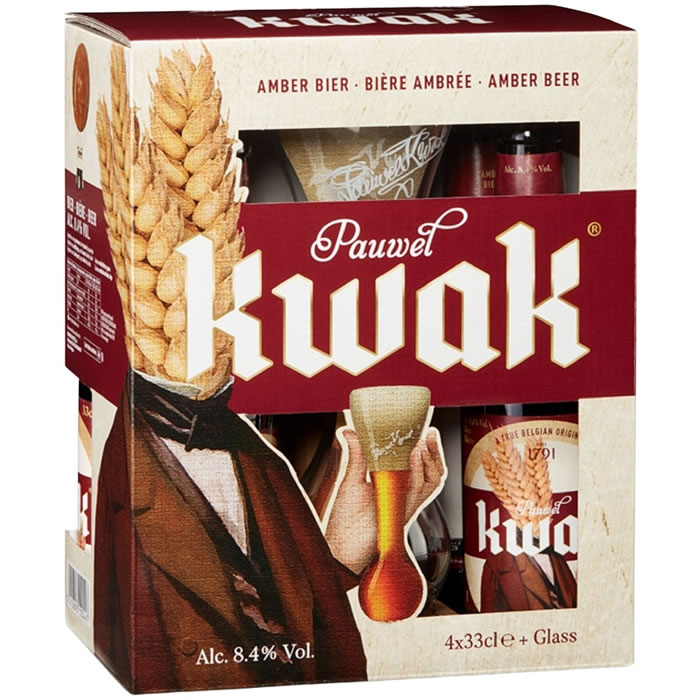 KWAK : Belge - Coffret de 4 bières et 1 verre : 4 x 33 cl | Livraison à domicile et Drive ...