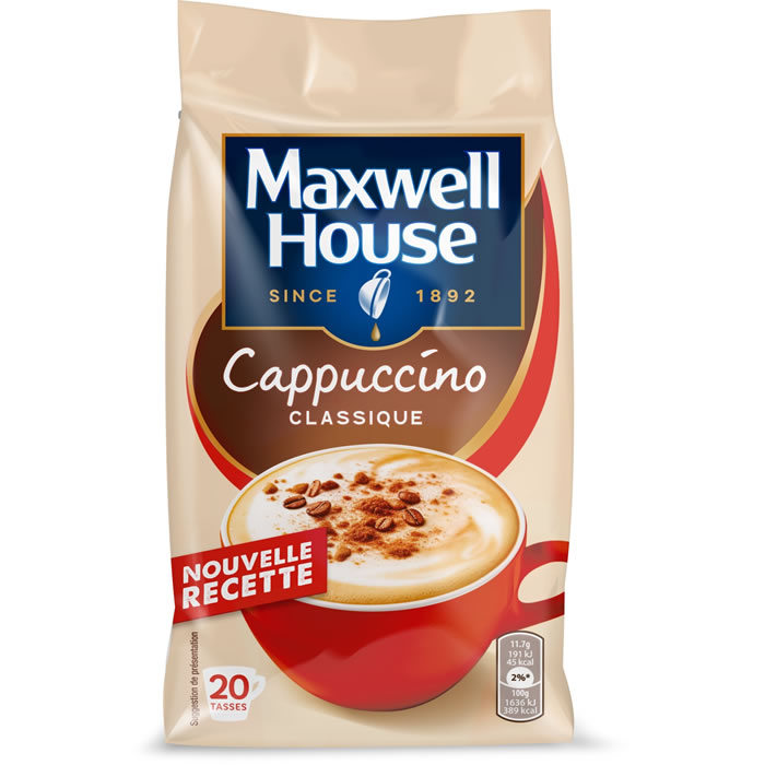 MAXWELL HOUSE : Café soluble cappuccino classique en poudre