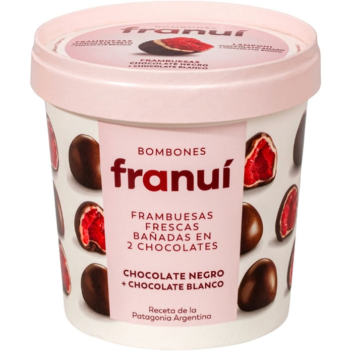 FRANUI : Framboises fraiches entières enrobées de chocolat noir