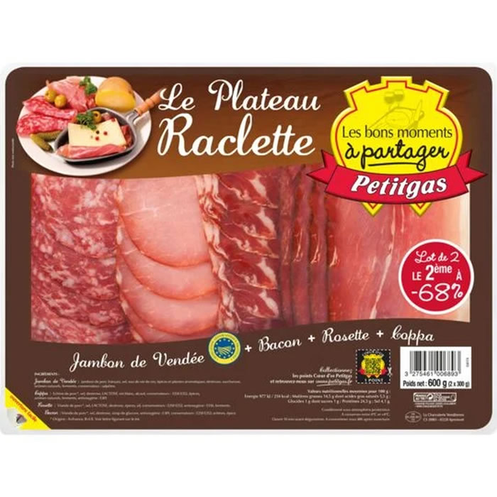 PETITGAS : Plateau - Jambon de Vendée IGP, bacon, rosette et coppa