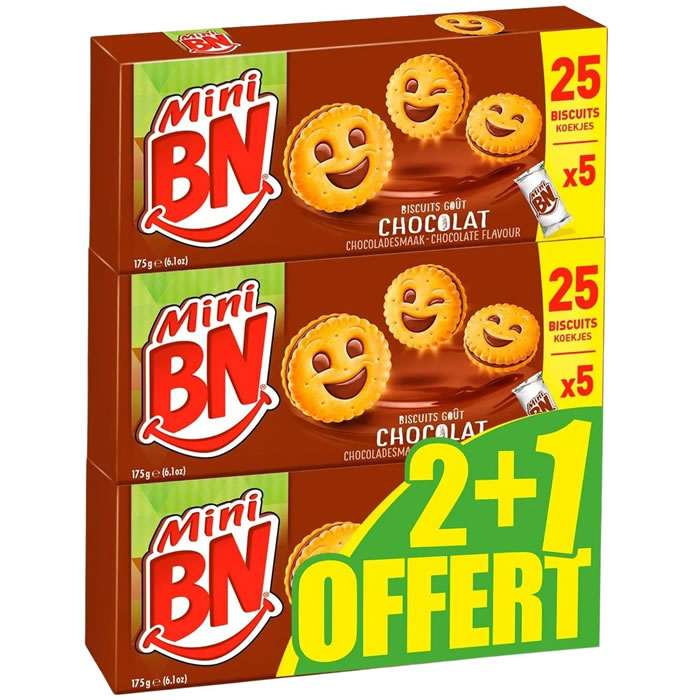 BN : Mini - Biscuits fourrés au chocolat : 3 x 175 g | Livraison à ...