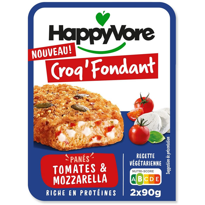 HAPPYVORE : Croq'Fondant - Panés de tomates et mozzarella : 2 x 90 g ...
