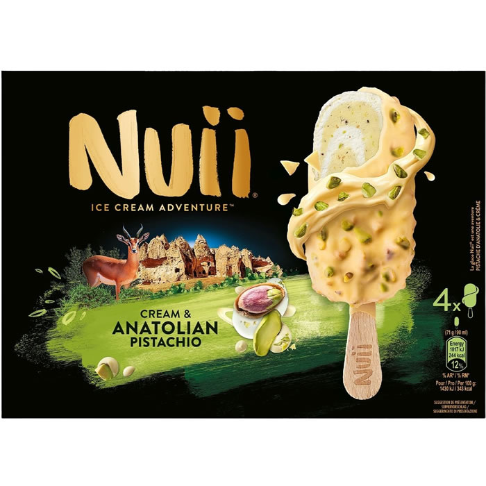 NUII : Bâtonnets glacés à la pistaches, chocolat blanc et crème : 4 x ...