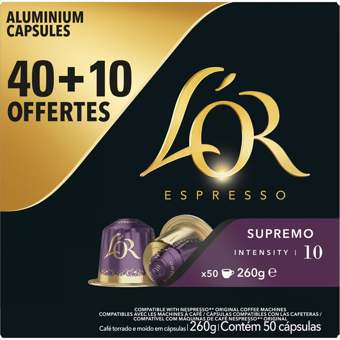 L'OR ESPRESSO : Capsules de café supremo N°10 : 50 capsules | Livraison ...