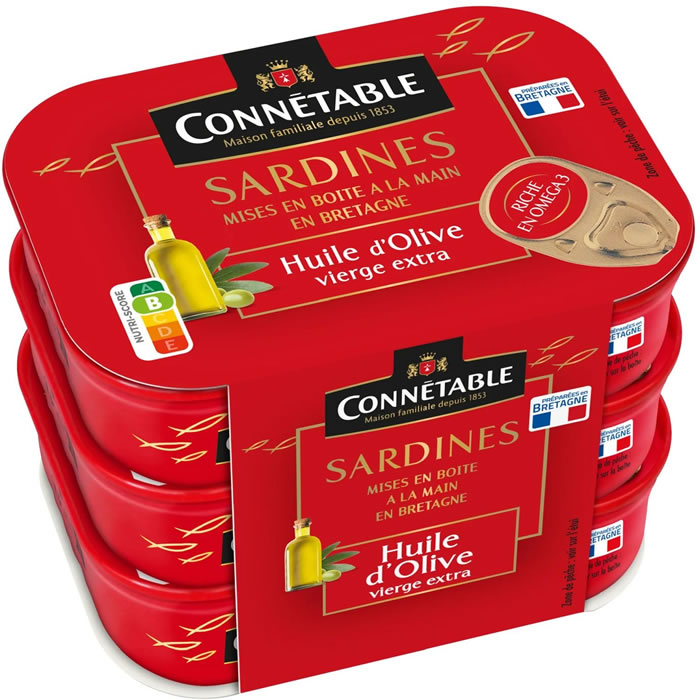 CONNETABLE : Sardines à l'huile d'olive vierge extra : 3 x 150 g ...