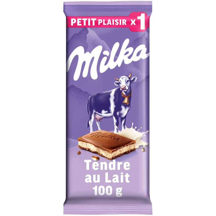 MILKA : Tablette de chocolat au lait fourrée au lait