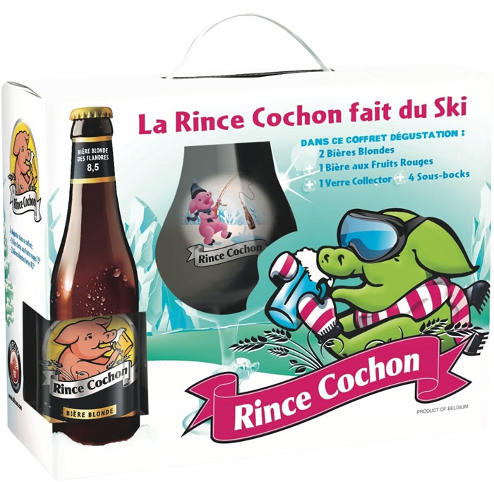 RINCE COCHON : Coffret 3 bières et 1 verre