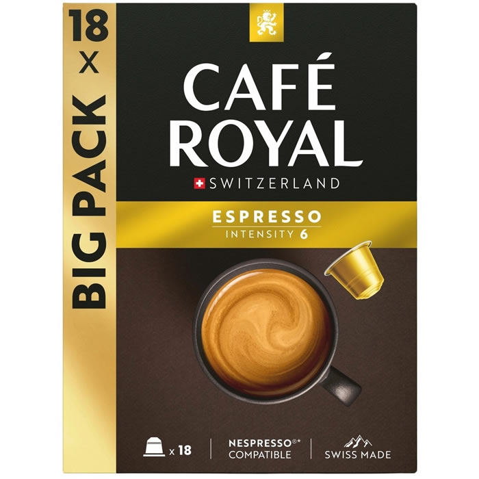 CAFE ROYAL : Capsules de café espresso N°6 : 18 capsules | Livraison à ...