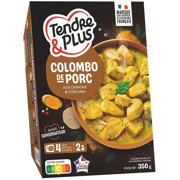 TENDRE & PLUS : Colombo de porc aux oignons et curcuma : 350 g ...