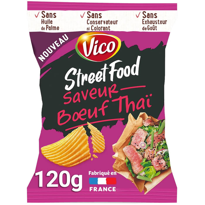 VICO : Street Food - Chips ondulées au boeuf thaï : 120 g | Livraison à ...