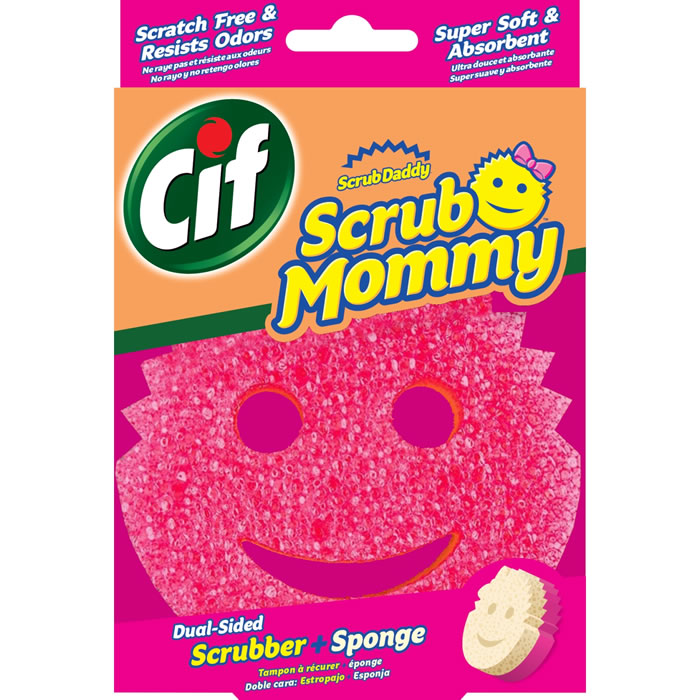 CIF : Scrub Mommy - Eponge multi-usages smiley avec tampon à récurer