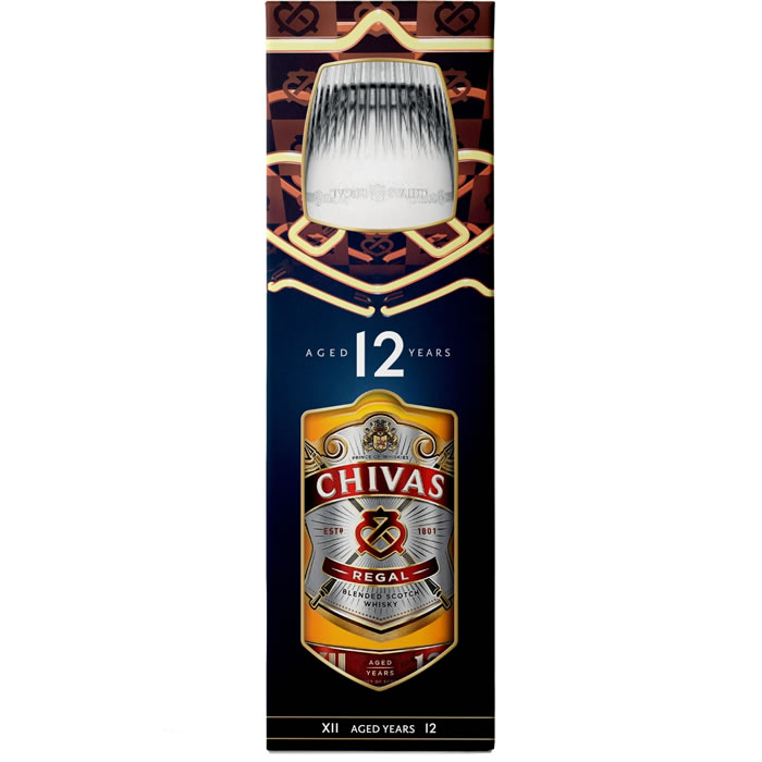 CHIVAS : 12 ans - Coffret de blended scotch whisky et un verre : 70 cl ...