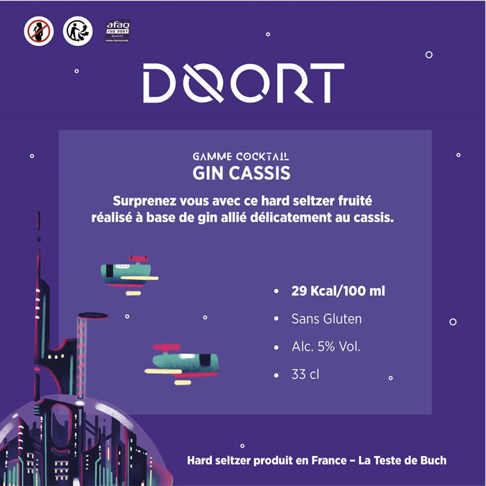 DOORT : Hard Seltzer - Eau alcoolisée aromatisée gin cassis - chronodrive